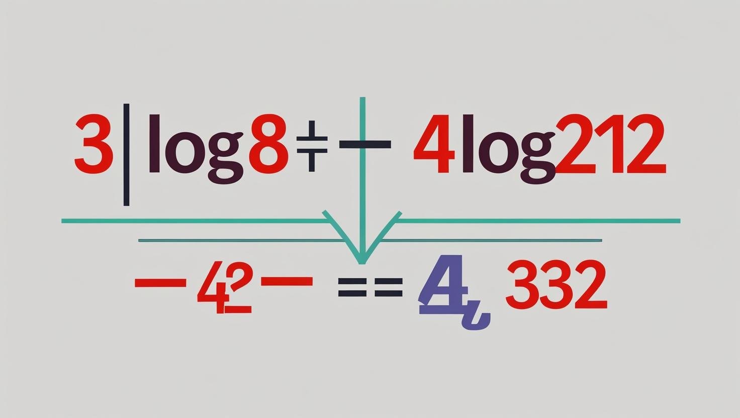 which is equivalent to 3log28 + 4log21 2 − log32?